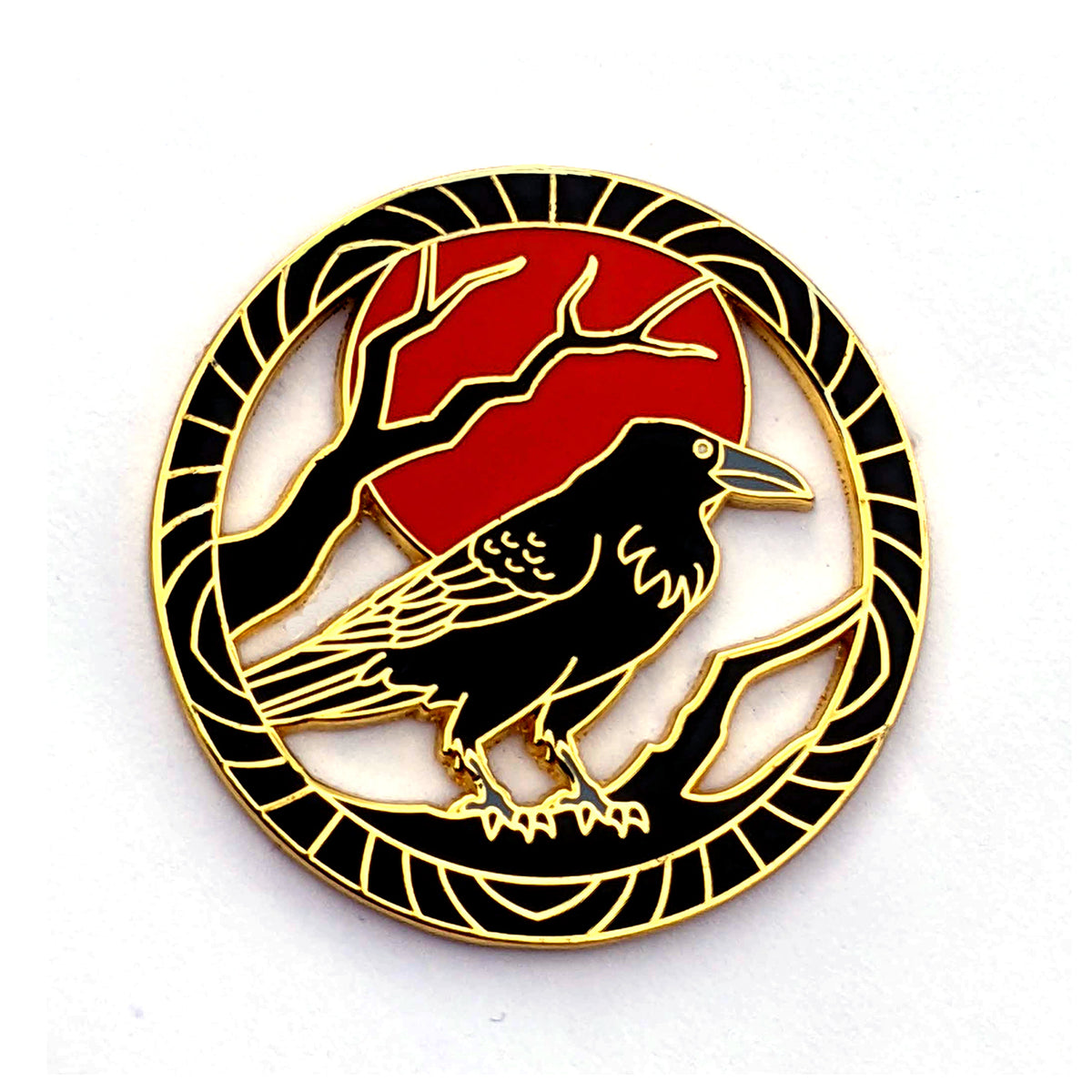 Blood Moon Encircled Raven - Hard Enamel Pin – Frost Dragon Designs